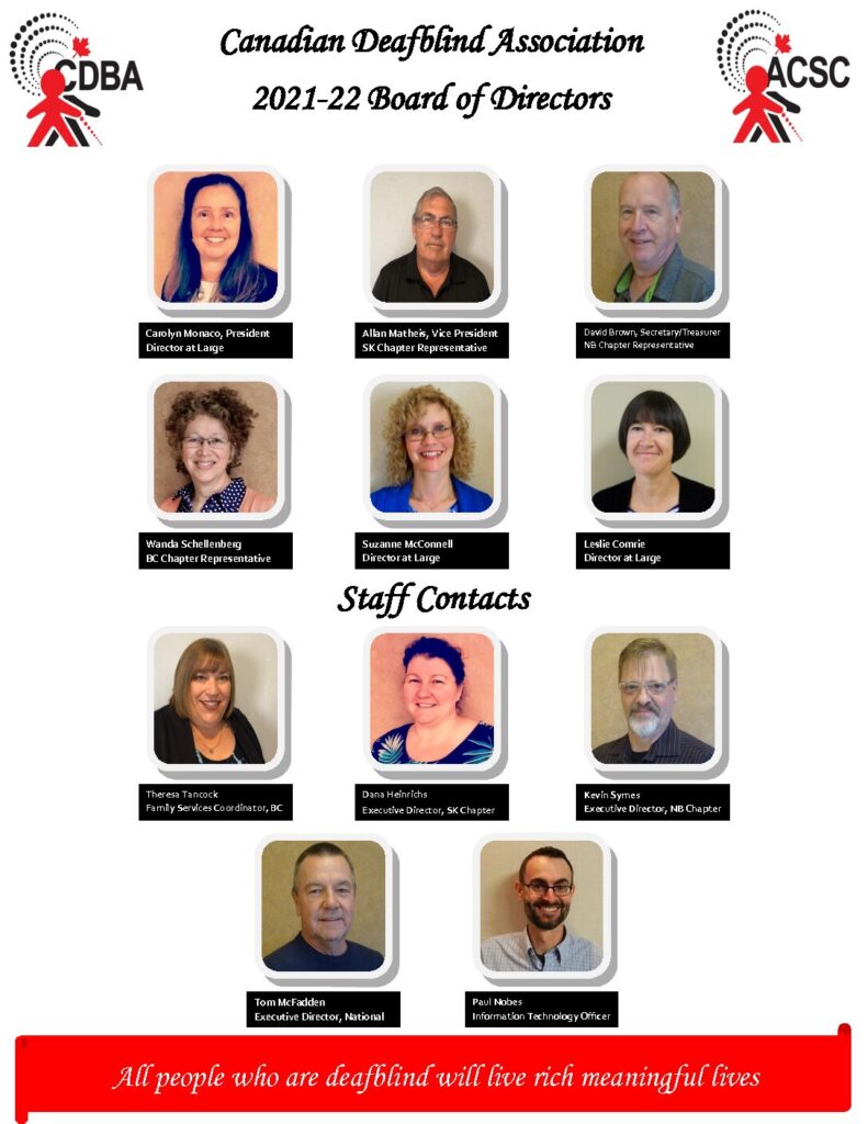 Staff & Board Members - Canadian Deafblind Association National